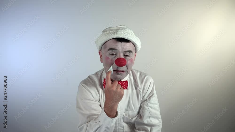 Vidéo Stock Emoji Clown - Crying Face. A sad mime clown with a big tear ...