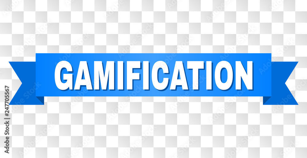 GAMIFICATION text on a ribbon. Designed with white caption and blue ...