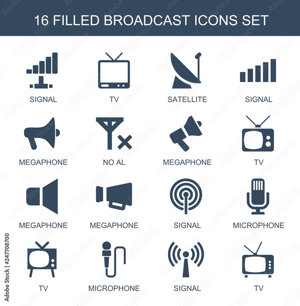 16 broadcast icons Stock Vector | Adobe Stock