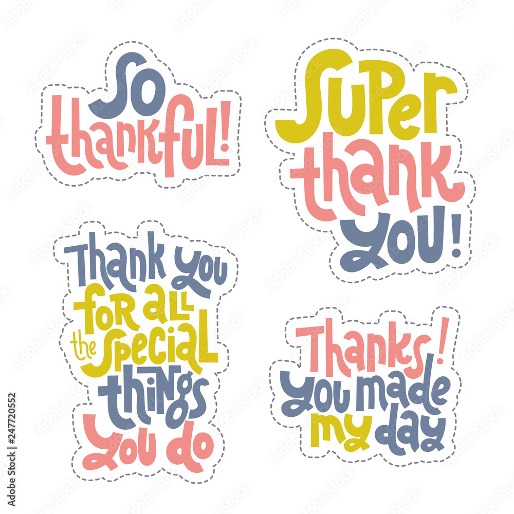 Thank you quotes and stickers Stock Vector | Adobe Stock