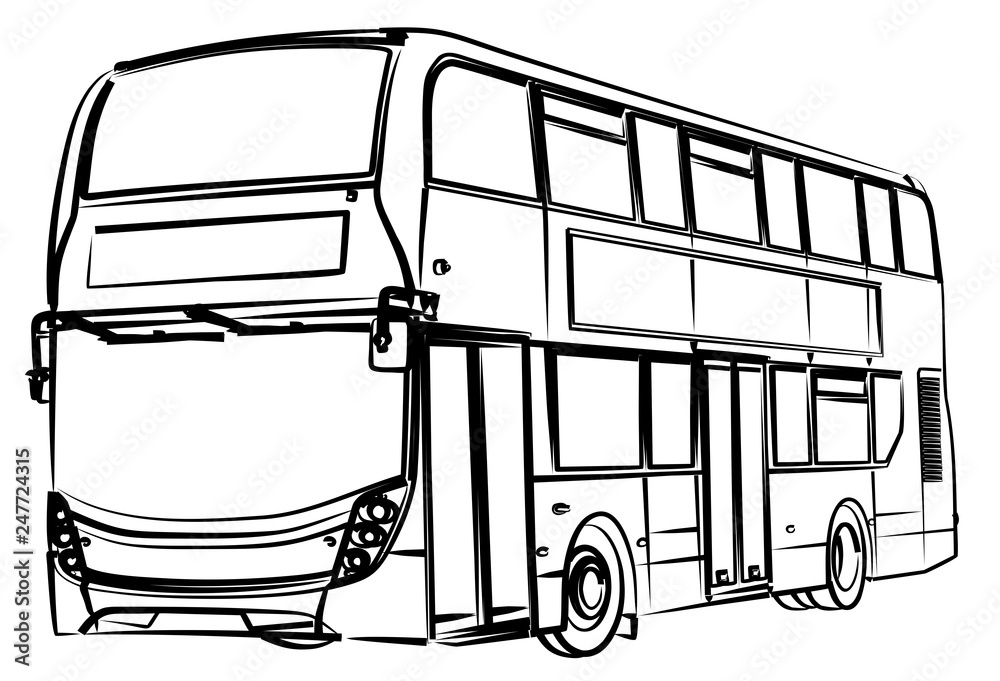 Sketch of big bus Stock Vector | Adobe Stock