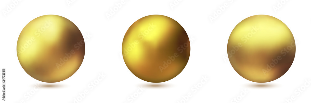 Set of realistic gold metal spheres, vector golden balls. Stock Vector ...