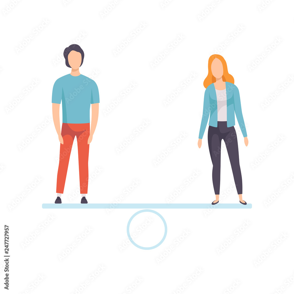 Man and Woman Standing on Scales, Equal Rights of People, Gender ...