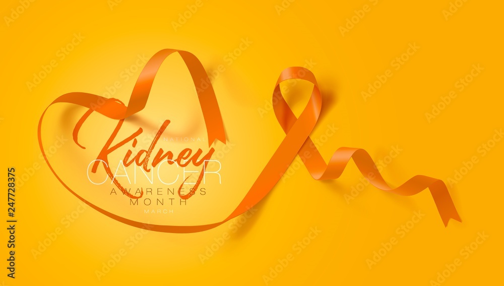 National Kidney Cancer Awareness Month. Orange Color Ribbon Isolated On ...