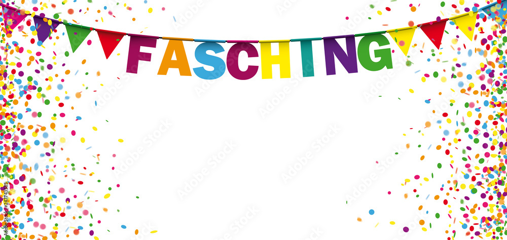 Vetor de Fasching Banner mit Konfetti und Girlanden do Stock | Adobe Stock