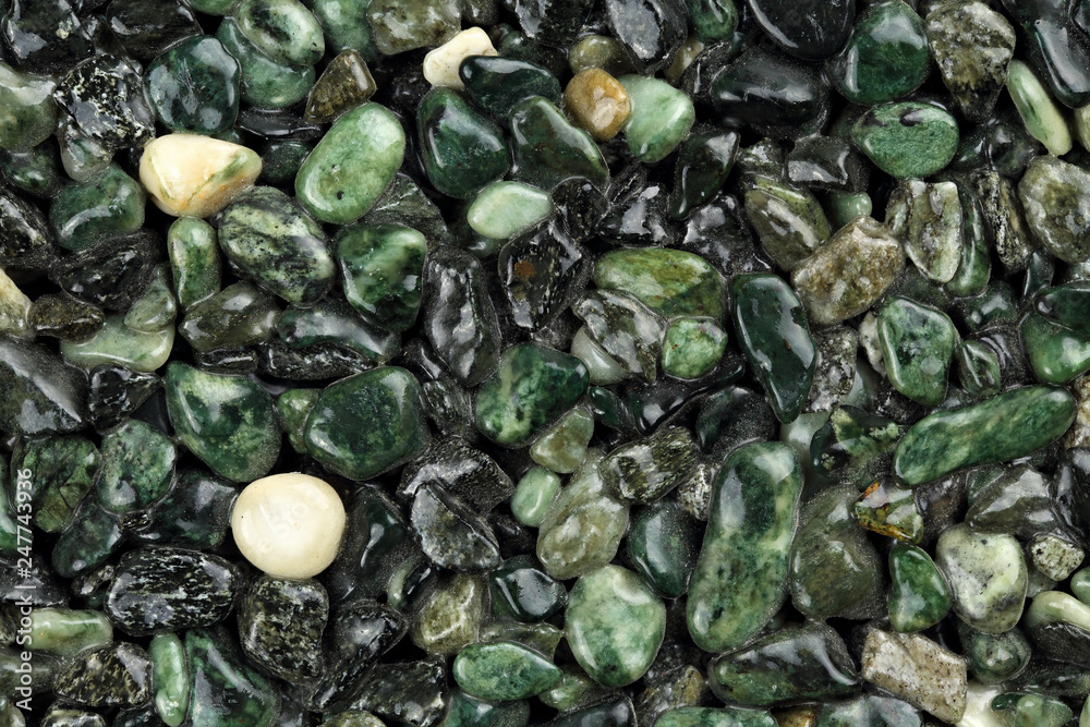 Extreme close up of dark green coloured natural stone carpet. Different ...