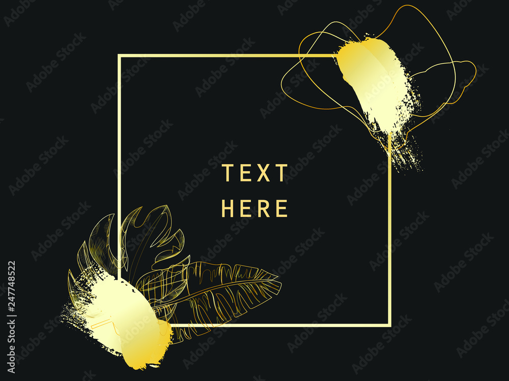 Metalic gold square shape. Label, logo design element, frame with ...