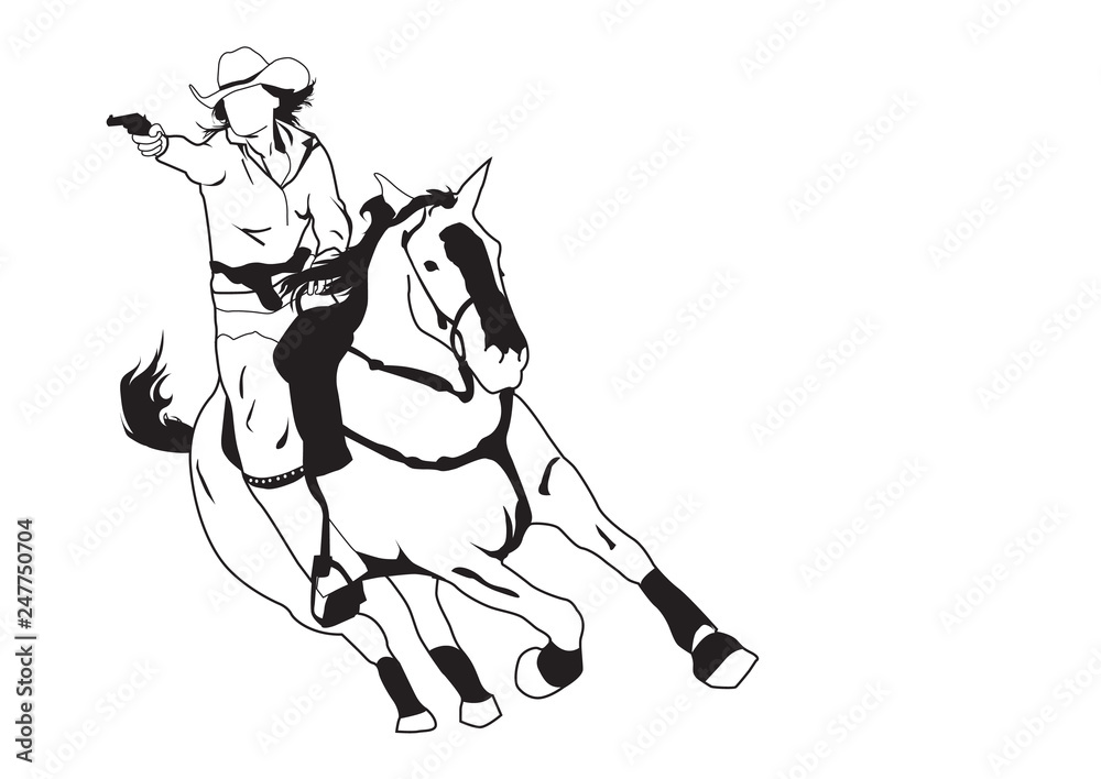 Cowboy On Horse With Gun