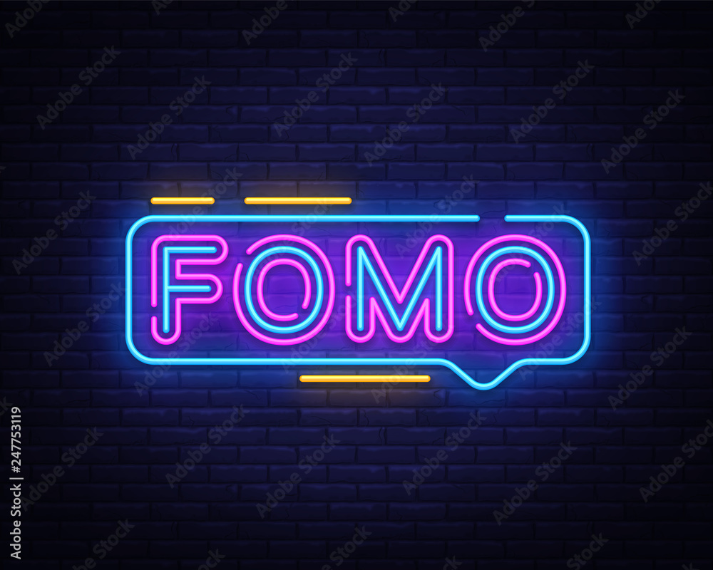 Fomo Neon Text Vector. Fomo neon sign, design template, modern trend ...