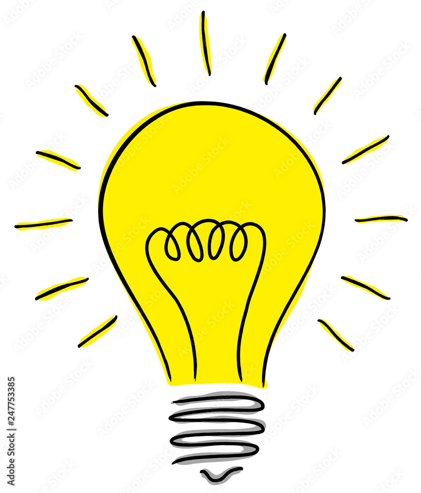 Gezeichnete Glühbirne Idee Stock Vector | Adobe Stock