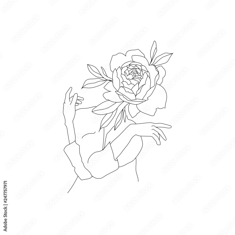 abstract face one line drawing. Portrait minimalistic style . One line ...