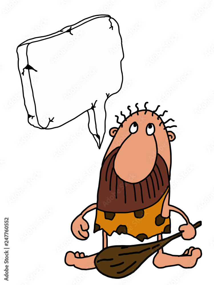 troglodyte caveman stone age characters illustration stone speech ...