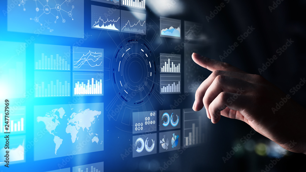 Foto de Virtual screen business intelligence dashboard, analytics and ...