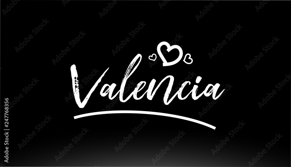 valencia black and white city hand written text with heart logo Stock ...
