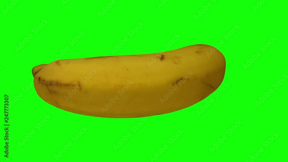 Realistic render of a rotating banana (Cavendish variety) on green ...