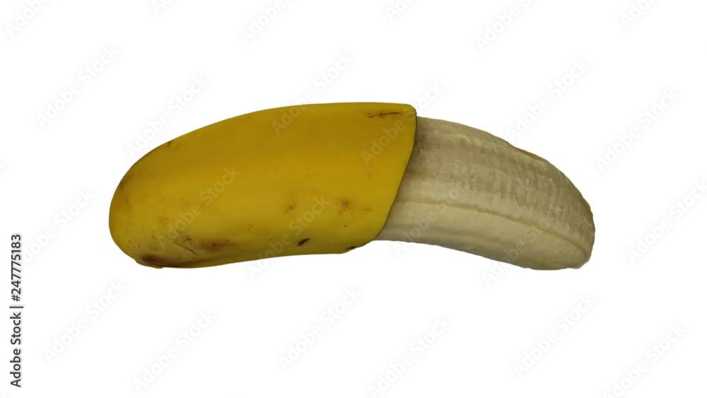 Realistic render of a rotating half peeled banana (Cavendish variety ...