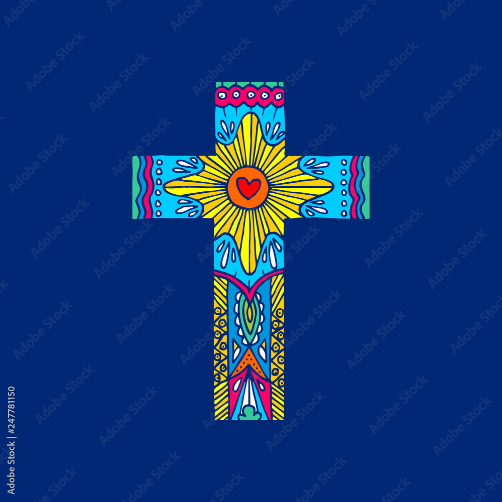 Cross of the Lord and Savior Jesus Christ hand-drawn. Doodle and design ...