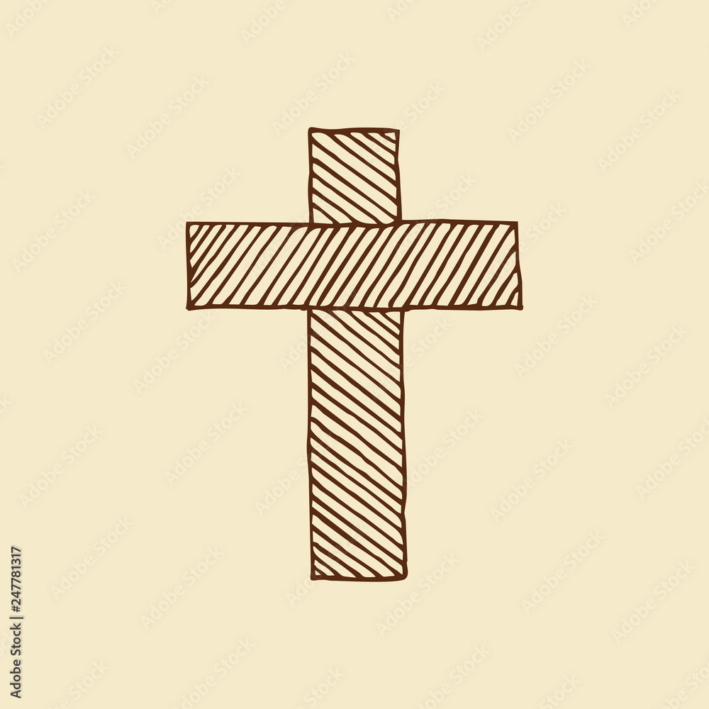 Cross of the Lord and Savior Jesus Christ hand-drawn. Christian and ...