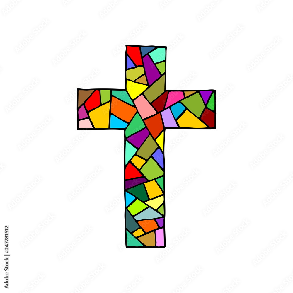 The cross of the Lord and Savior Jesus Christ, made in the technique of ...