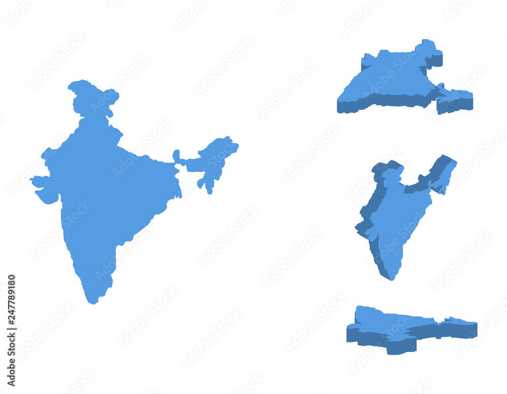 India isometric map vector illustration, country isolated on a white ...