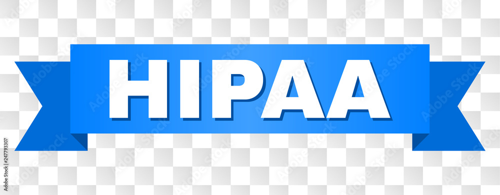 HIPAA text on a ribbon. Designed with white title and blue stripe ...