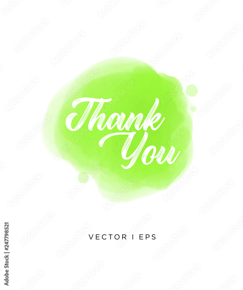 Abstract green watercolor splash isolated on white background. Thank ...