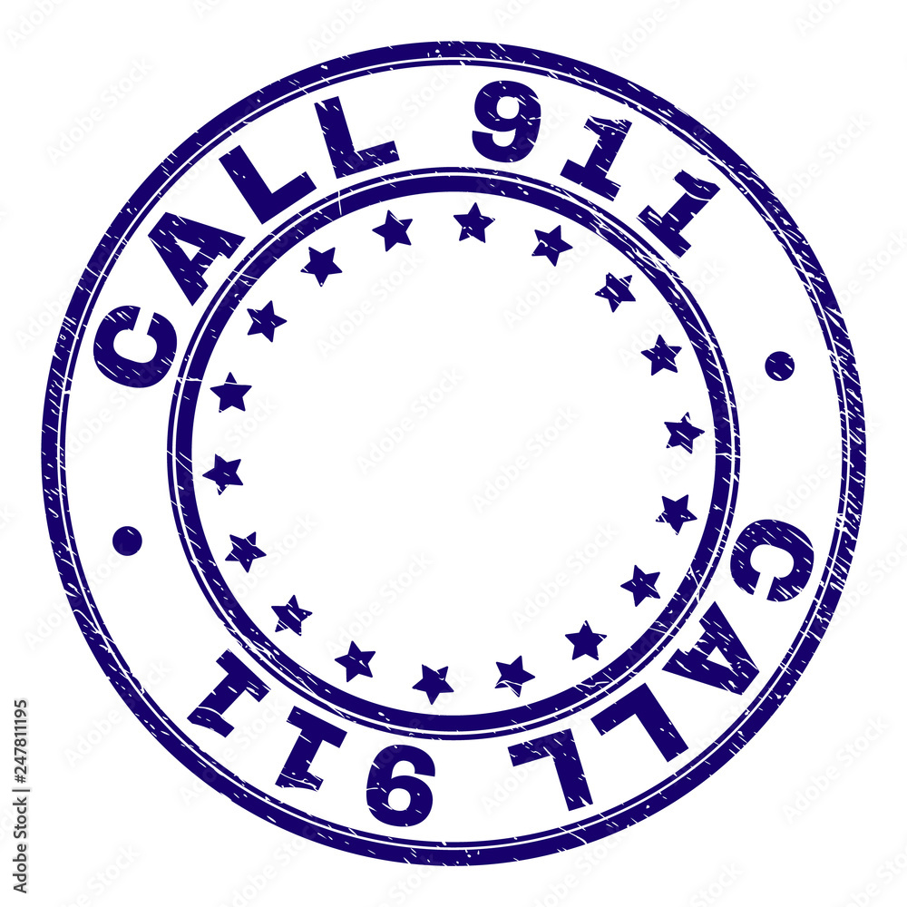 CALL 911 stamp seal watermark with grunge texture. Designed with ...