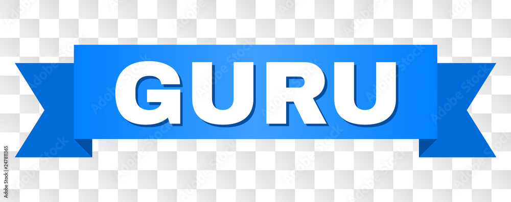 GURU text on a ribbon. Designed with white caption and blue stripe ...