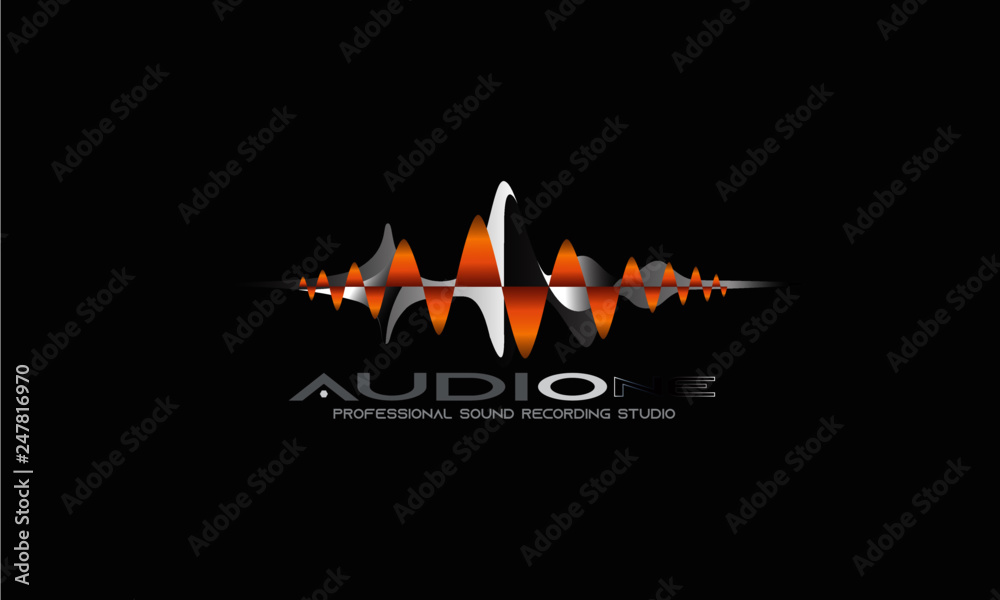 DJ Dance Party Logo, Recording Studio Emblem, Audio Wave and Light Dark ...