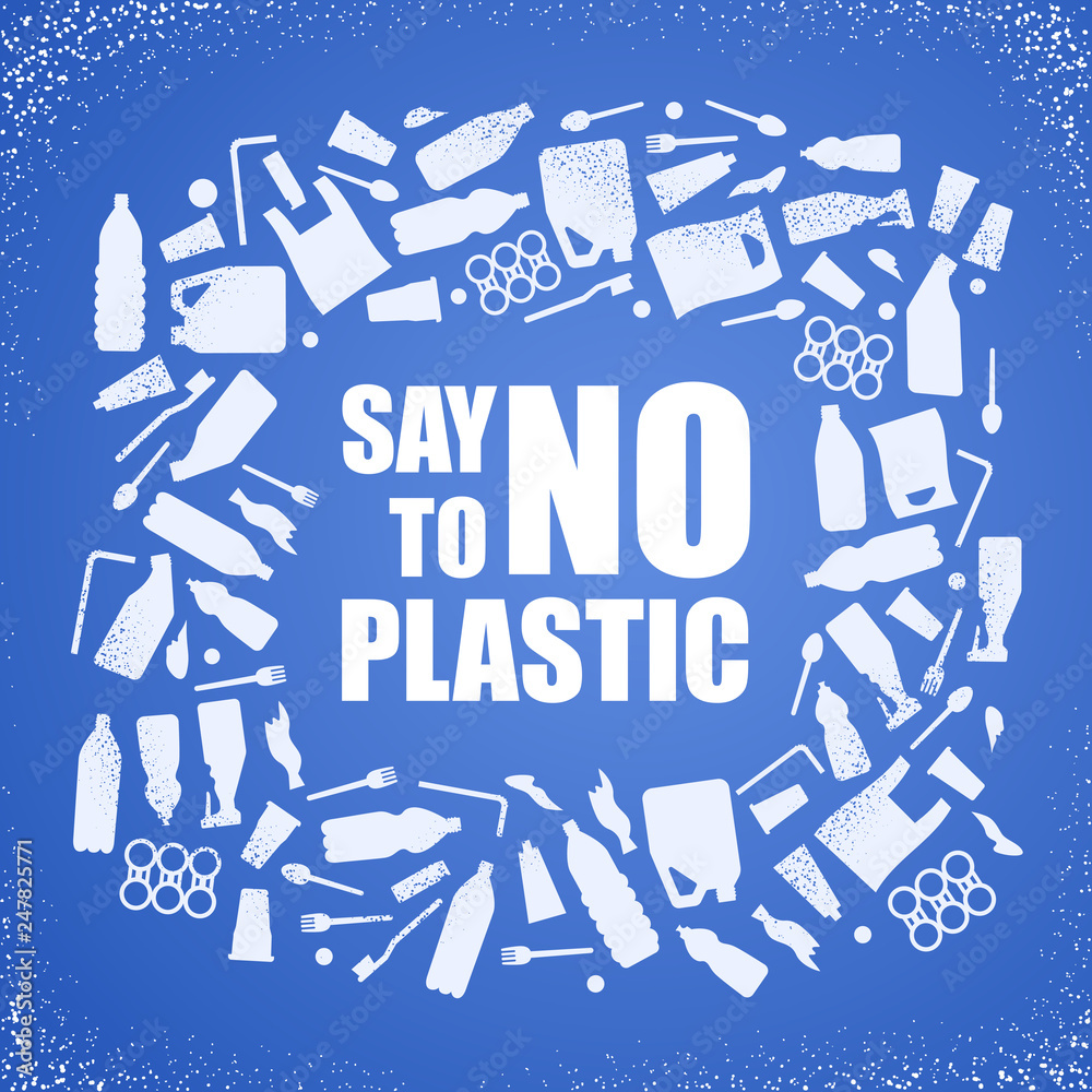 Vecteur Stock Say no to plastic. Problem plastic pollution. Ecological ... Vecteur Stock Say no to plastic. Problem plastic pollution. Ecological ...