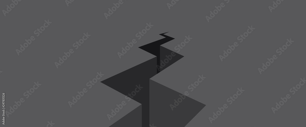 Black lightning shaped deep crack on the ground clipart banner template ...