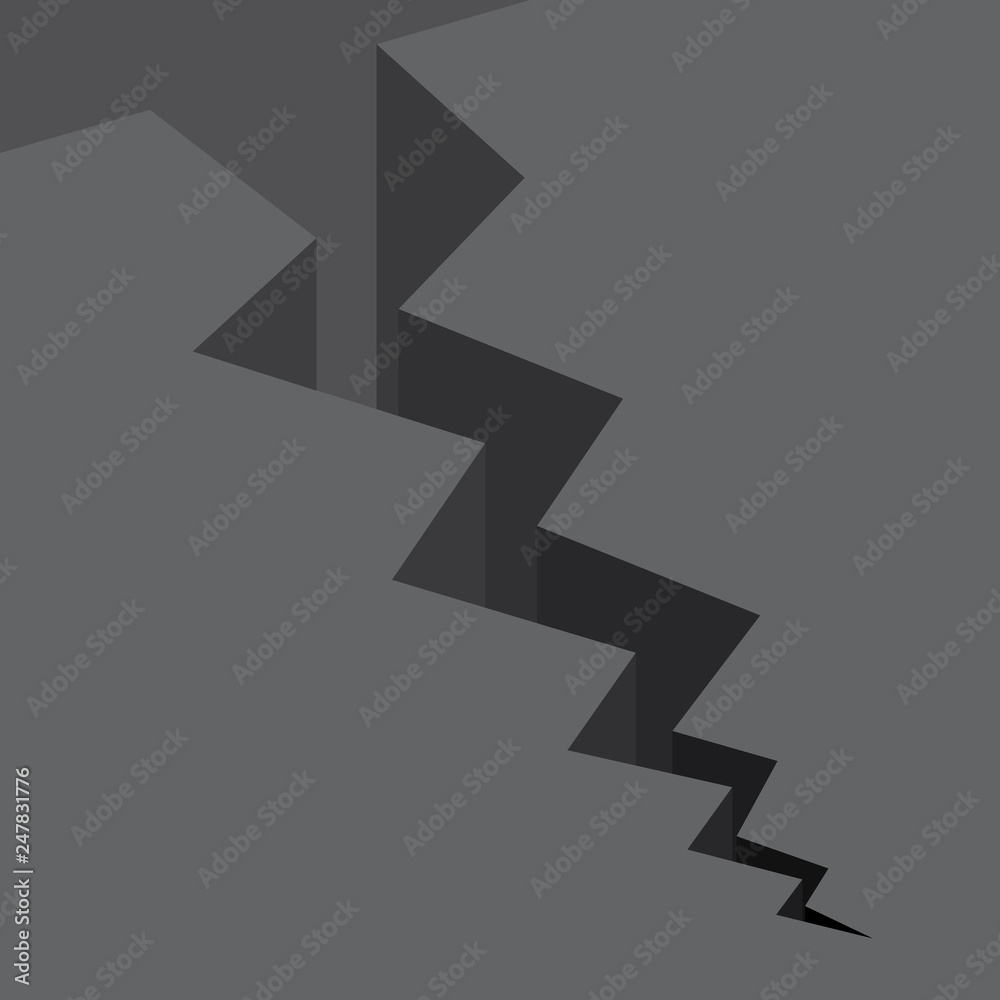 Black lightning shaped deep crack on the ground clipart banner template ...