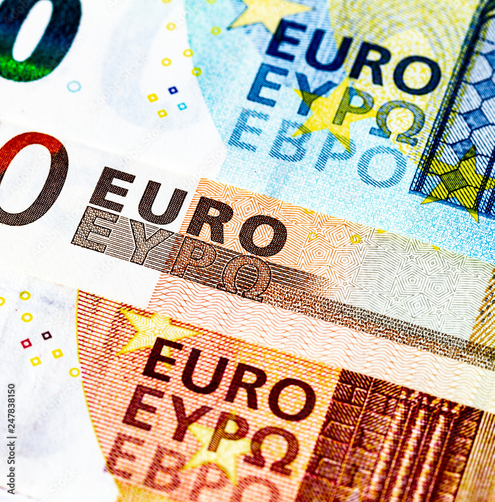 Verschiedene Euroscheine im Detail Stock Photo | Adobe Stock