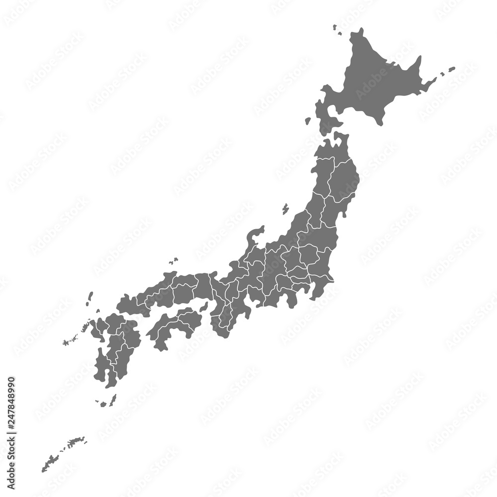 Administrative map of Japan with prefectures. Vector illustration ...