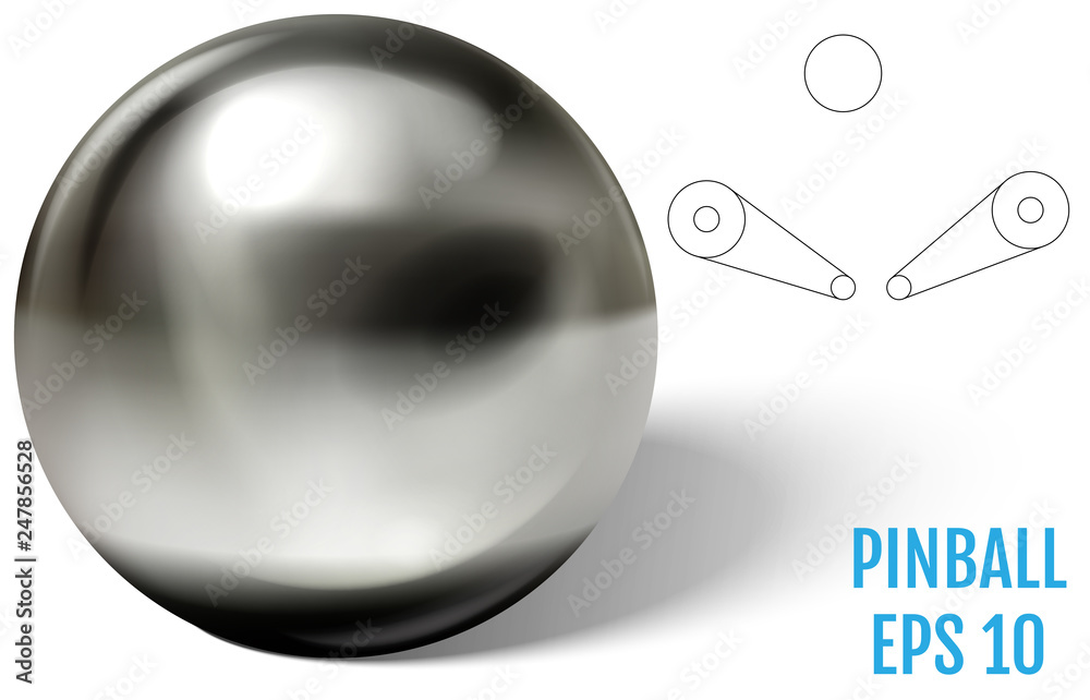 Steel pinball ball on white surface realistic vector Stock Vector ...