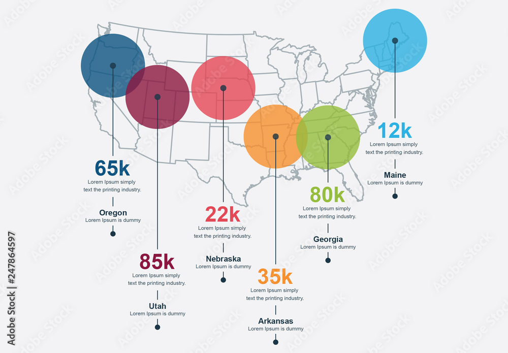 USA Map Infographic Layout Stock Template | Adobe Stock