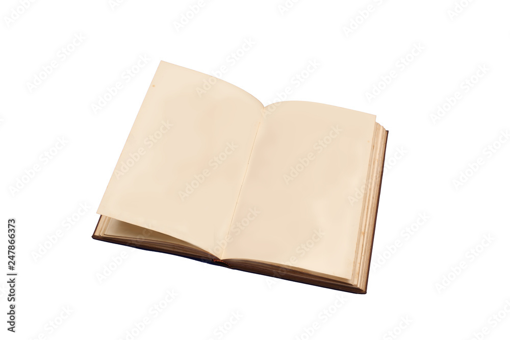 old book with blank pages for editing. Book white background isolated ...