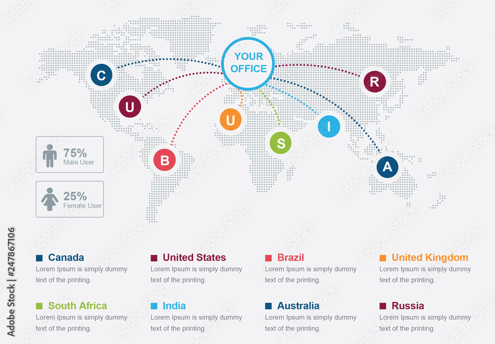 World Map Office Locations Infographic Layout Stock Template | Adobe Stock World Map Office Locations Infographic Layout Stock Template | Adobe Stock