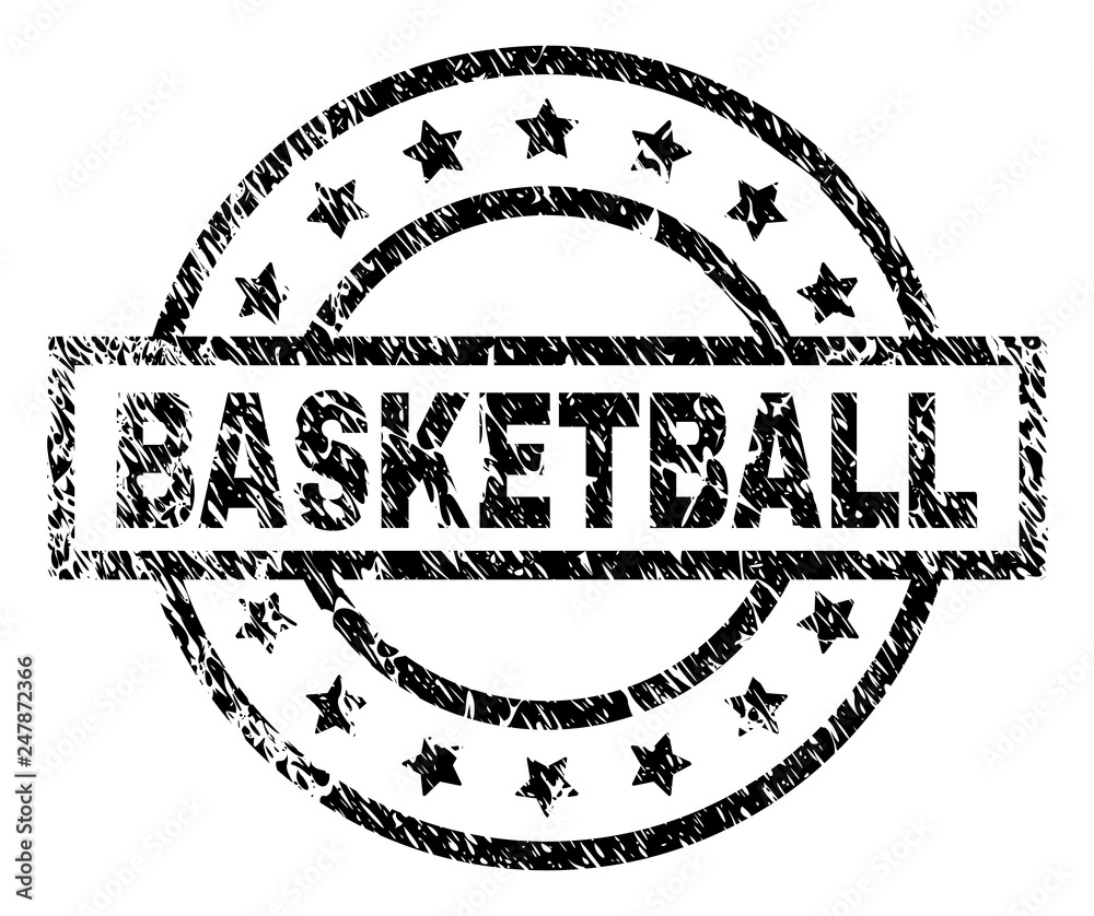 BASKETBALL stamp seal watermark with distress style. Designed with ...