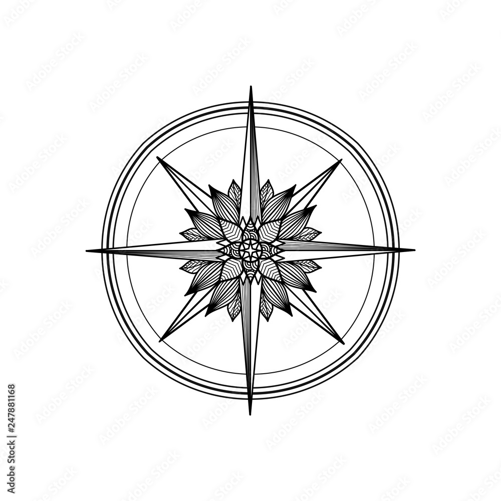 Mandala compass texture graphic design on white Stock Illustration ...
