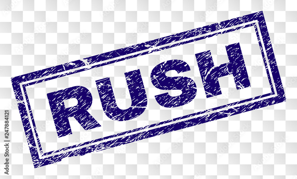 RUSH stamp seal watermark with rubber print style and double framed ...