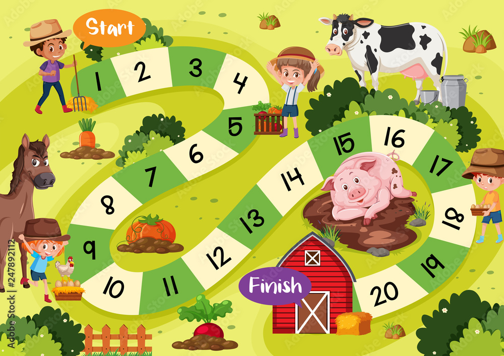 Board game template farm theme Stock Vector | Adobe Stock
