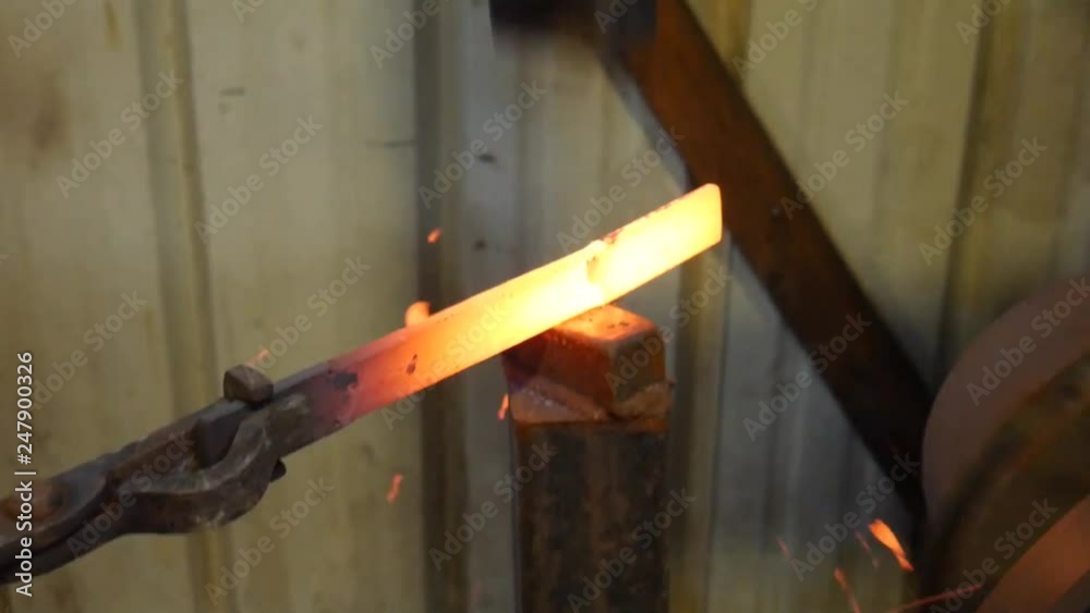 Detailed Close Up of Forging Power Hammer Drawing Out Material in the ...