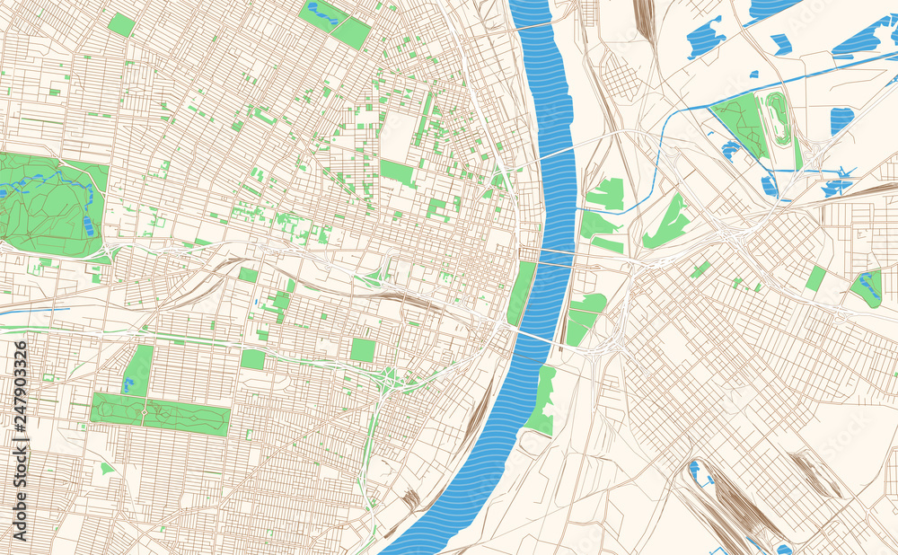 St. Louis Missouri printable map excerpt Stock Vector | Adobe Stock