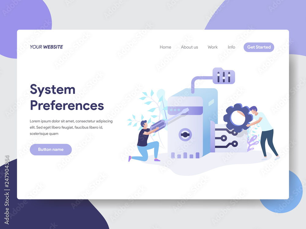 Landing page template of System Preferences Setting Illustration ...