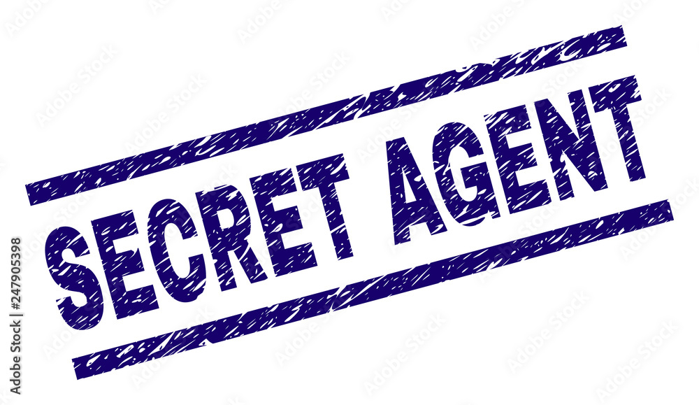 SECRET AGENT seal print with grunge style. Blue vector rubber print of ...