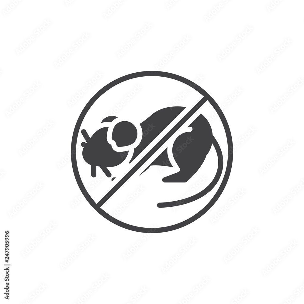 No rat pests vector icon. filled flat sign for mobile concept and web ...