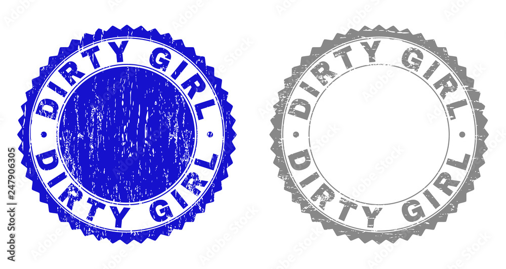 Grunge DIRTY GIRL stamp seals isolated on a white background. Rosette ...