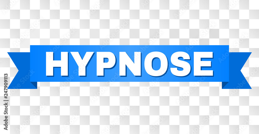 HYPNOSE text on a ribbon. Designed with white caption and blue stripe ...
