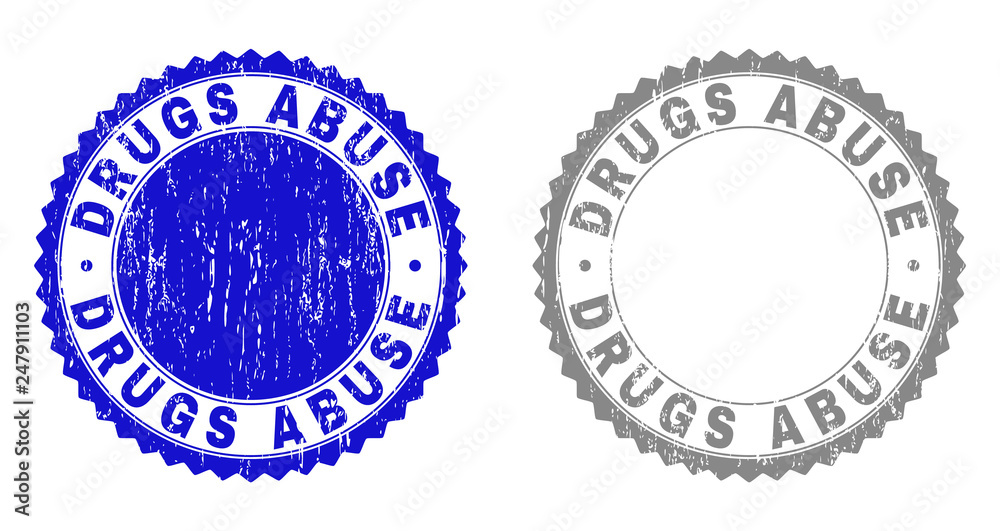 Grunge DRUGS ABUSE stamp seals isolated on a white background. Rosette ...